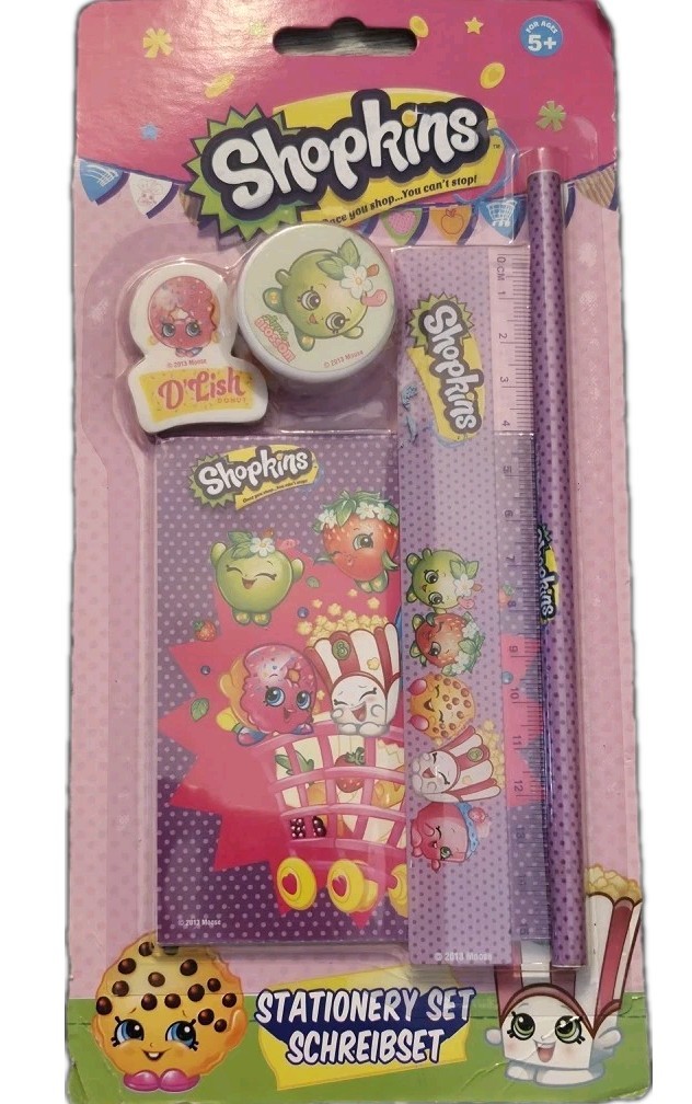 Shopkins Stationary Set Pencil Eraser Notebook Ruler School Party Gift ...