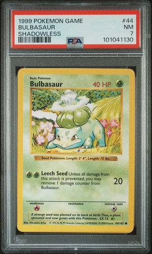 1999 POKEMON BASE SET SHADOWLESS #44 BULBASAUR PSA 7 | eBay