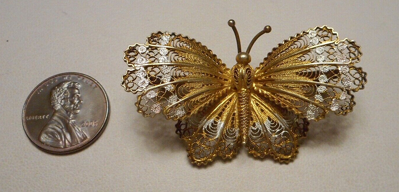 1940s Italian Gold-plated .800 Silver Lace Filigree W… - Gem