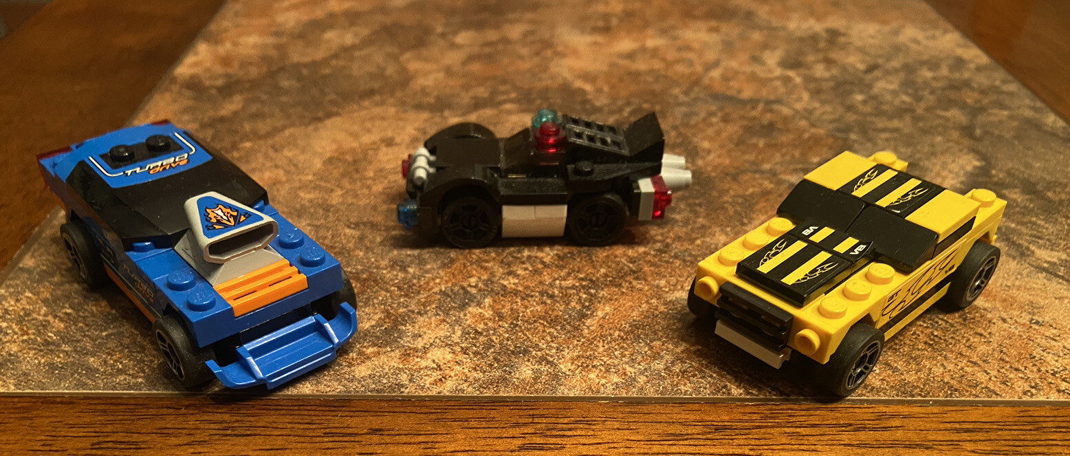 3 - Lego Mini Cars City Turbo Race Blue, Yellow & Police Car | eBay