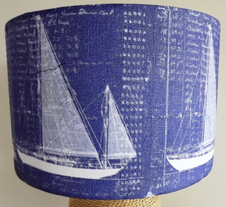 Ship Blue Print lamp shade Vintage Retro chic Bathroom Nautical ...