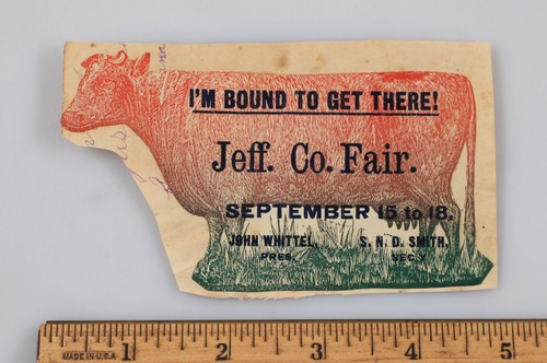 Vintage 1890s Cow Shaped Jefferson County Fair Sticker Wisconsin | eBay