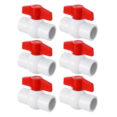 1/2" PVC Ball Valve 6PACK Red T-Handle Shut-Off Valve for Cold Water ...