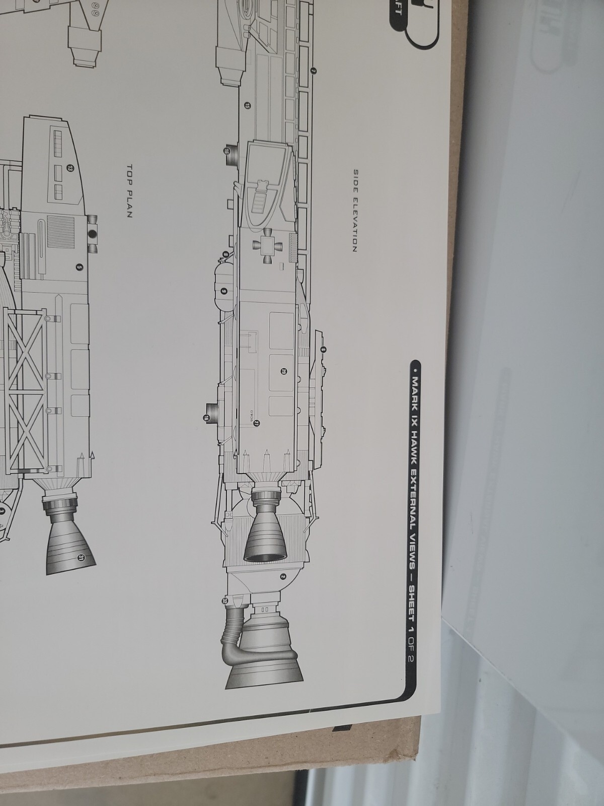 Hawk Mark IX Space Fighter Blueprint scaled "Space: 1999" TV Show 19 x ...