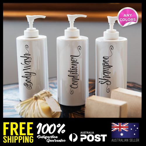 3x Custom Bathroom Body Wash Shampoo Conditioner Stickers 100mm # ...