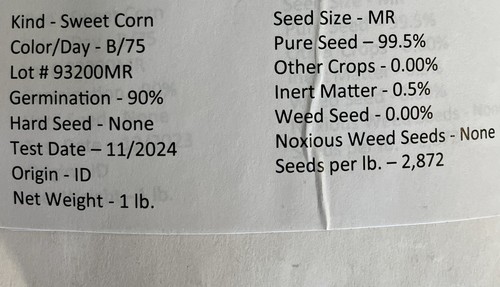 Bi-Color Ambrosia Sweetcorn Seed Half Pound 75 Day 1400 Sseds 1/2 | eBay