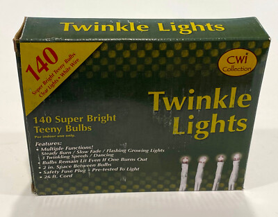 140 Clear Twinkle Lights Teeny Bulbs White Cord Multiple Functions ...