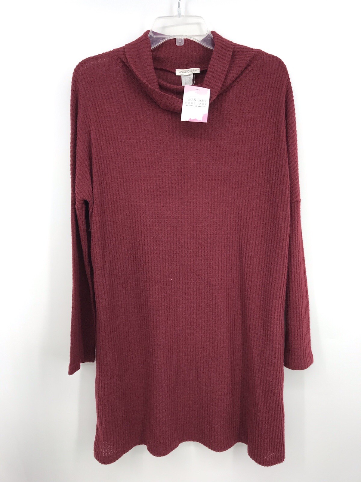 Carole Christian ‘Olivia’ Sweater Dress Brick Red Waf… - Gem