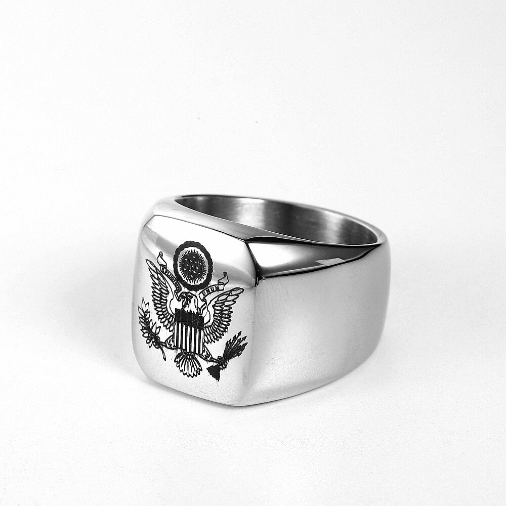 Vintage America Eagle US Army Ring Stainless Steel Army Veteran Patriot ...