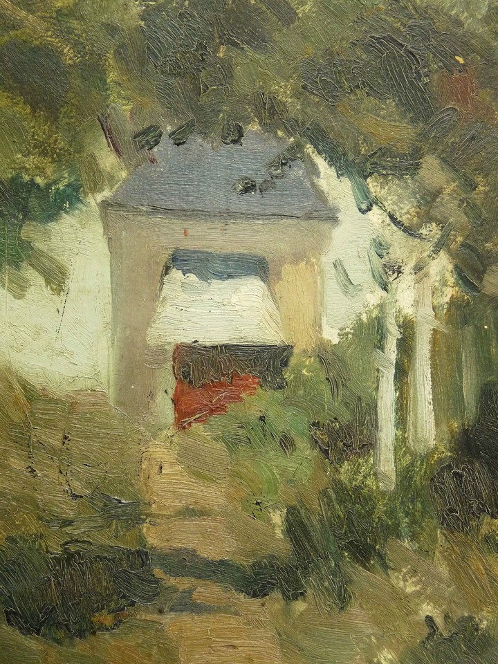 Antico Quadro: Olio Su Cartone Cort Firmato IN Basso a Destra Scuola ...