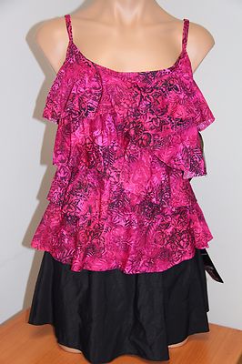 NWT Miraclesuit Swimsuit Tankini 2 pc set sz 10 Tiering up Pink Ruffles ...