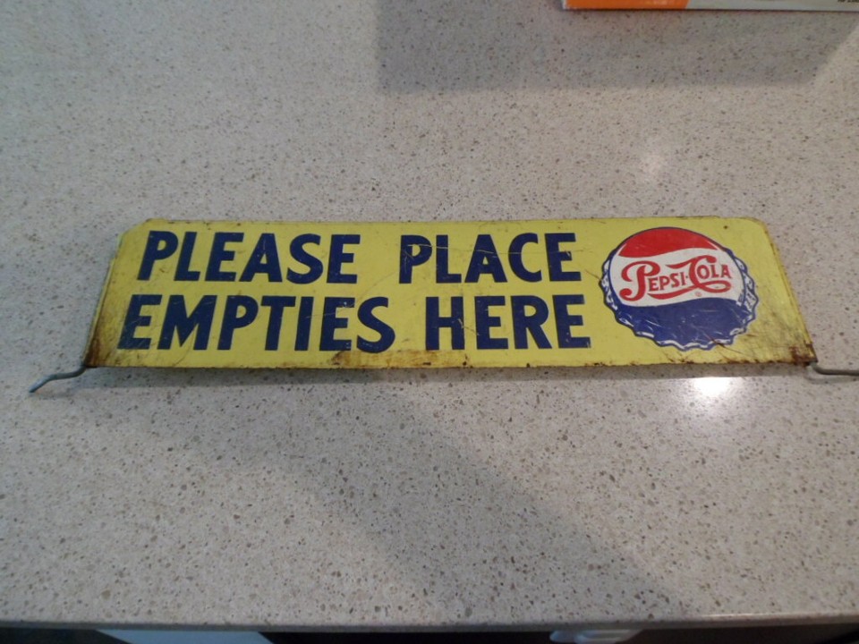 Vintage PEPSI Metal Sign - ( PLEASE PLACE EMPTIES HERE ) | eBay