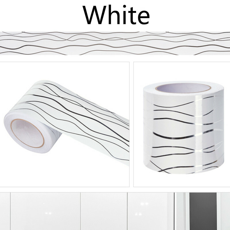 5M Self Adhesive Wall Skirting Border Wave Line Wallpaper Sticker Home ...
