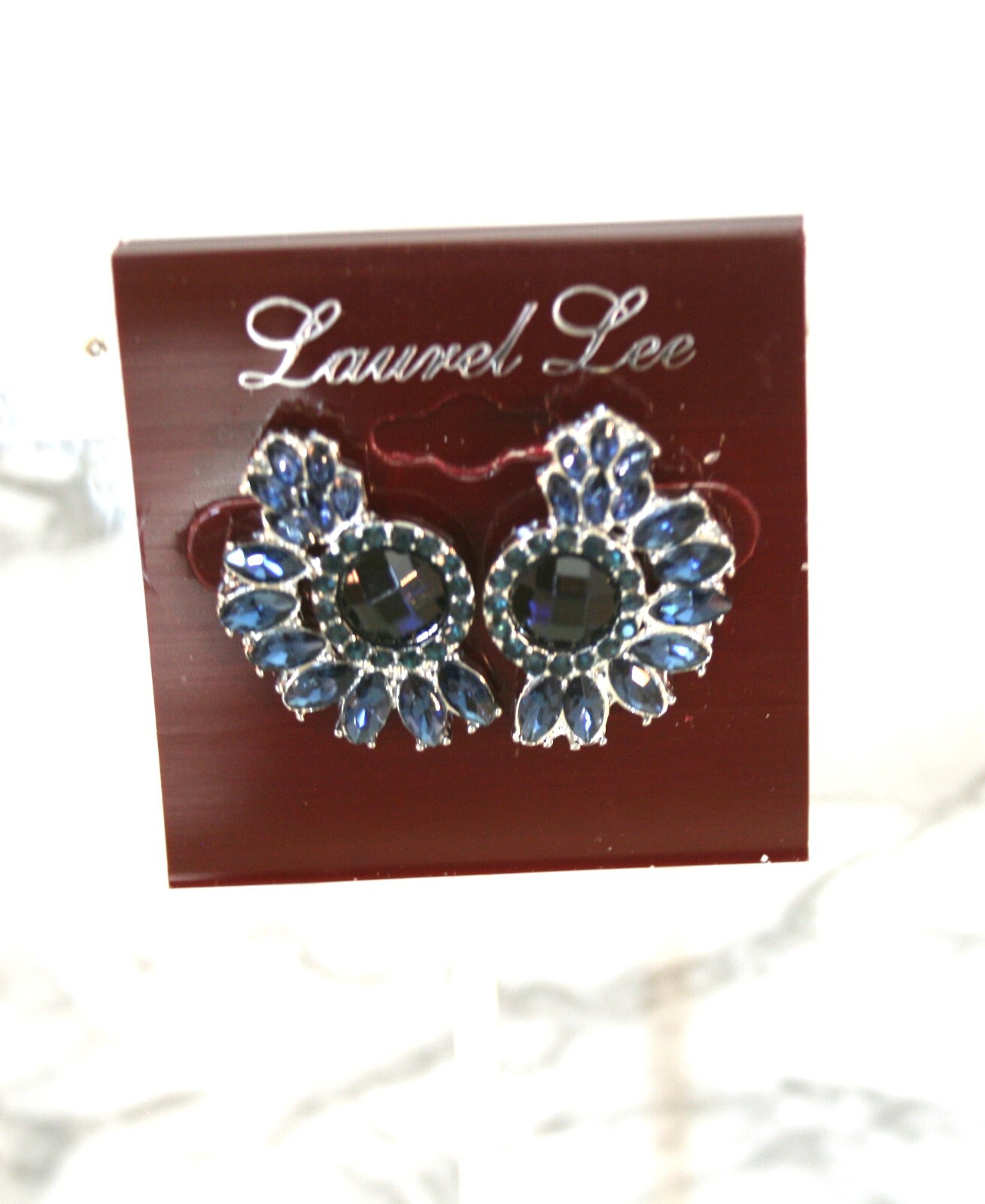 Laurel Lee silver tone blue crystal cluster stud earrings 3/4 " | eBay