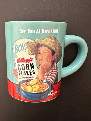 Vintage Kellogg’s Corn Flakes 3oz Mini Mug Cup Demitasse Boy in a Straw ...