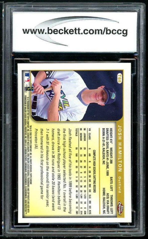 Josh Hamilton Rookie Card 1999 Topps Chrome Traded #T66 BGS BCCG 10 | eBay