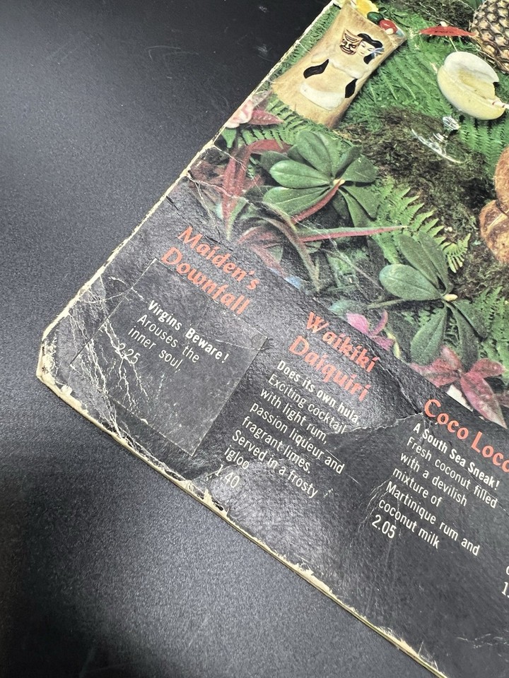Vintage Tiki Menu Hawaii Kai New York Partial Insert Colorful ...