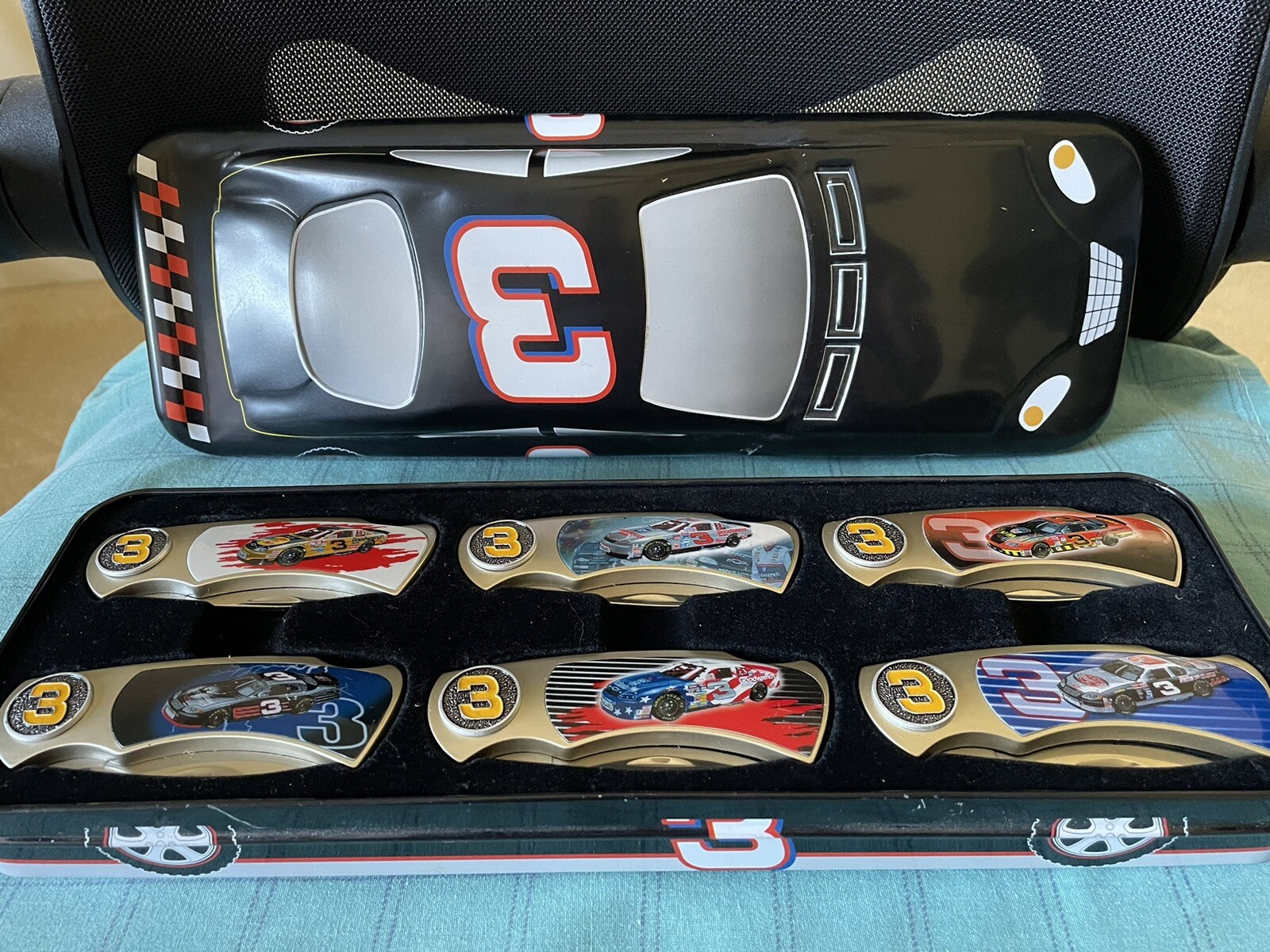 Dale Earnhardt - Set of 6 Pocket Knives in #3 Car Tin Case ** Nascar ...
