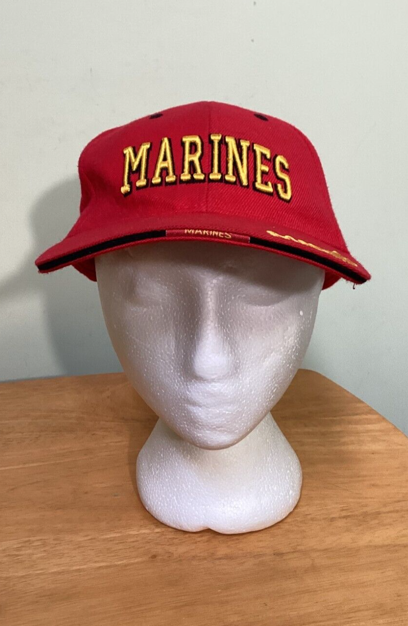 U.S Marines Adjustable Red Baseball Cap Hat Heavy Embroidery Mitchell ...