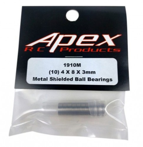 Apex RC Products (10) 4 X 8 X 3mm MR84ZZ Metal Shielded Ball Bearings ...