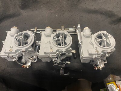 VINTAGE SPEED ROCHESTER 2G 3 x 2 CARB SET IN TEXTURED SILVER TRI POWER ...