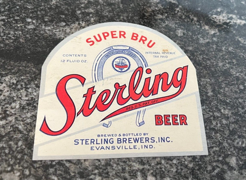 IRTP SUPER BRU STERLING BEER 12 OZ BOTTLE LABEL STERLING BREWING ...