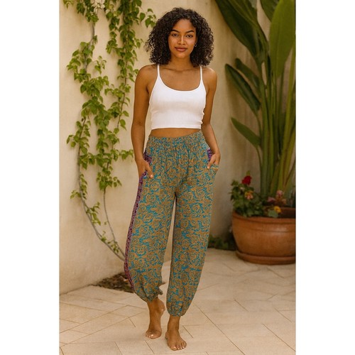 Earthbound Trading Boho Floral Print Harem Pants Size S | eBay