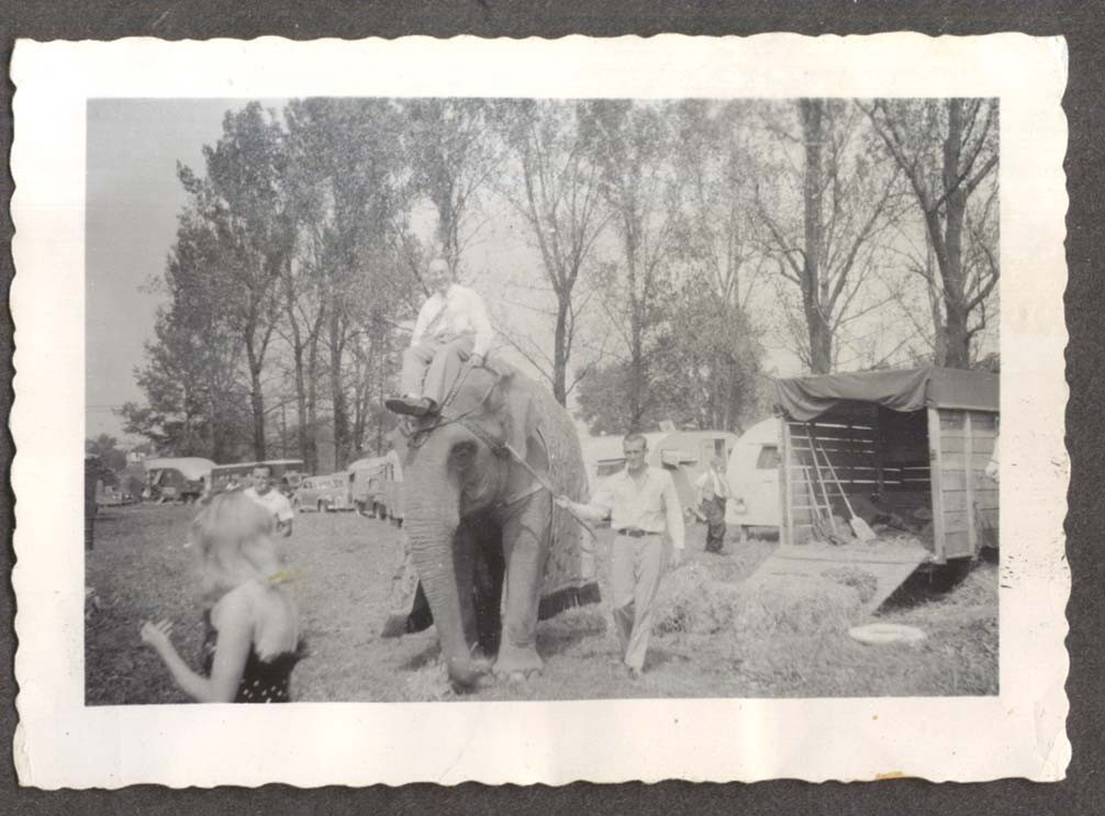 Mills Bros Circus elephant & handlers back lot photo 1948 | eBay