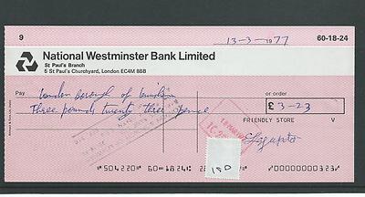 wbc. - CHEQUE - CH190 - USED -1970's - NAT WESTMINSTER BANK, ST PAULS ...