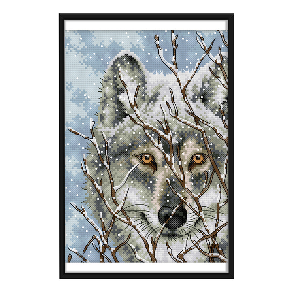DIY Animal Wolf Cross Stitch Kit Handmade Embroidery 14CT Stamped Art ...