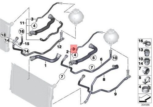 Genuine BMW F25 F26 X3 X4 SAC SUV Radiator Coolant Hose OEM 17128571621 ...