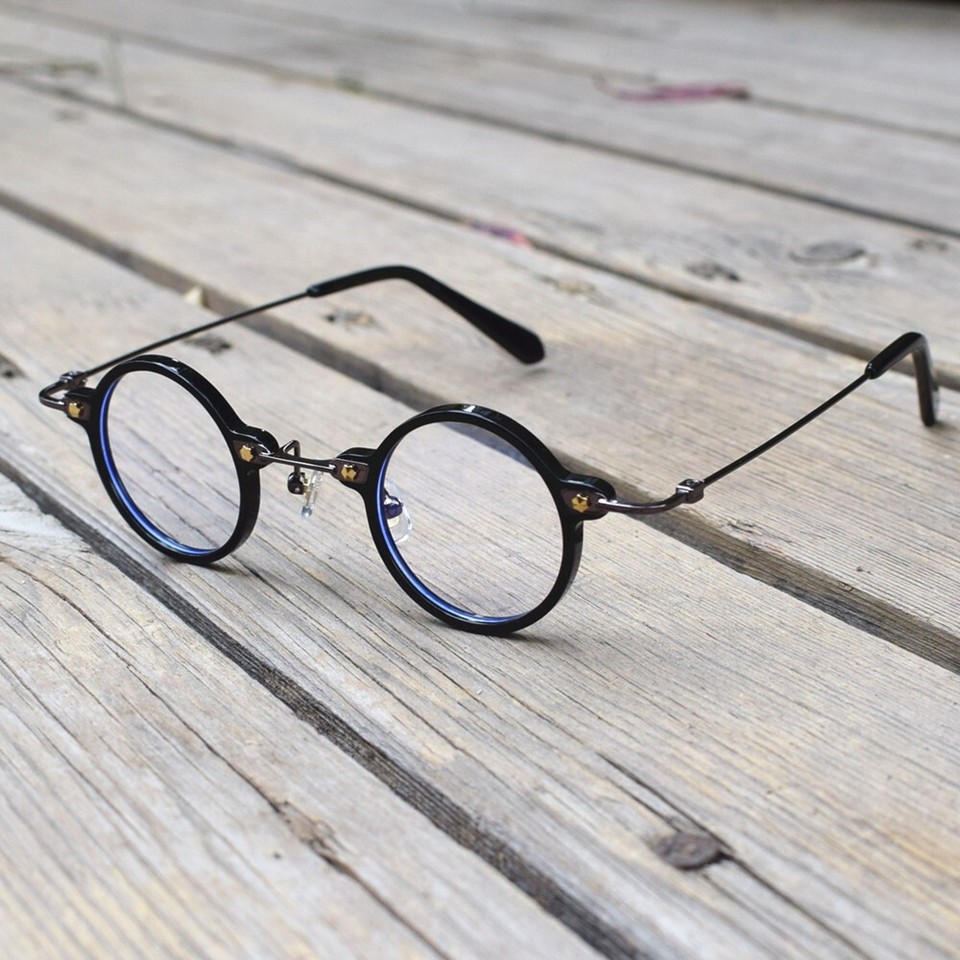 Small Round Eyeglass frame Full Rim Women Men Acetate Glasses Black ...