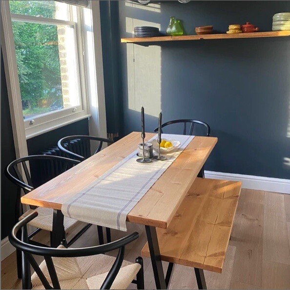 Dining Table Bench Industrial Rustic Kitchen Table with Wooden Top ...