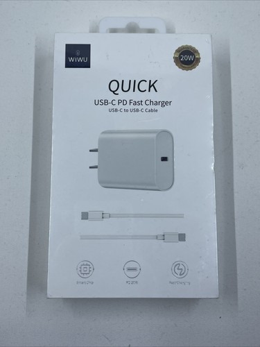 Open Box Wiwu Super Fast Charger Type C 20W For Phone Tablet W/ Cable ...
