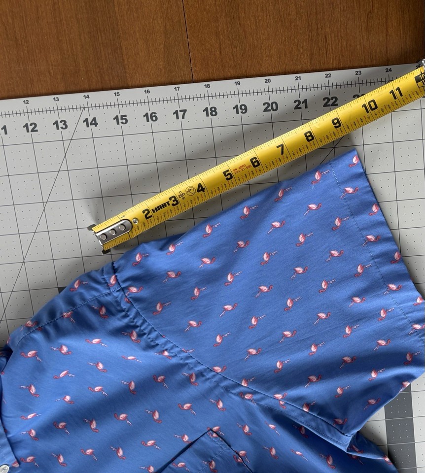 Izod Blue Short Sleeve Button Up With Pink Flamingos Men’s Size XL | eBay