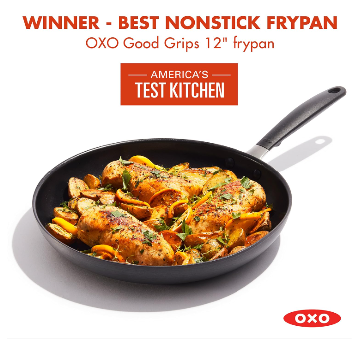 OXO Good Grips 12in Frying Pan Nonstick 3-Layer Skillet Hard Anodized ...