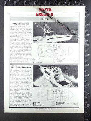 1983 1-page FEATURE, on Hatteras 32 Sport & Flybridge Fisherman motor ...