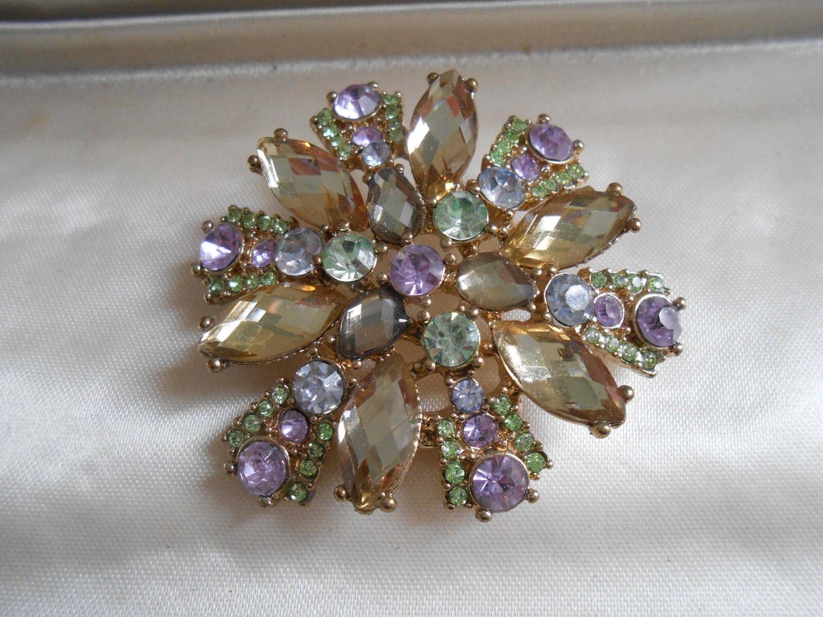 VINTAGE "NAPIER" MULTI-COLOR RHINESTONE PIN-SIGNED - Gem