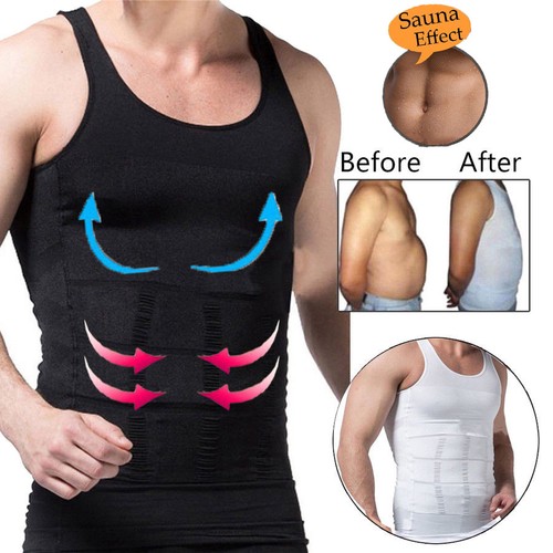 Men Slimming Body Shaper Underwear Tummy Compression Vest T Shirt ...