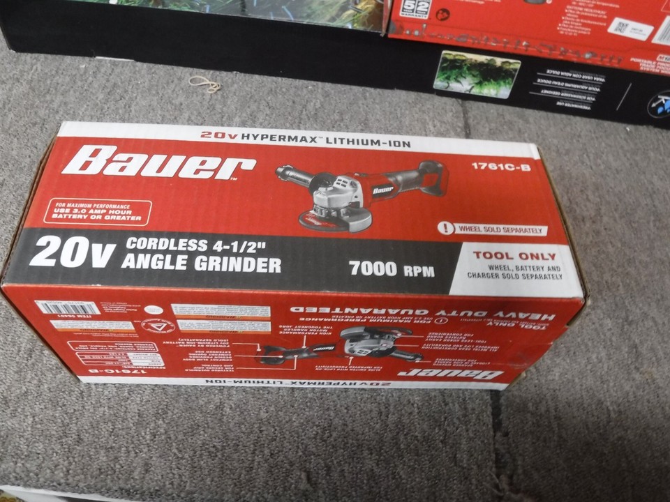 *NEW* Bauer 20V Cordless 4-1/2" Slide Switch Angle Grinder, 56401 ...