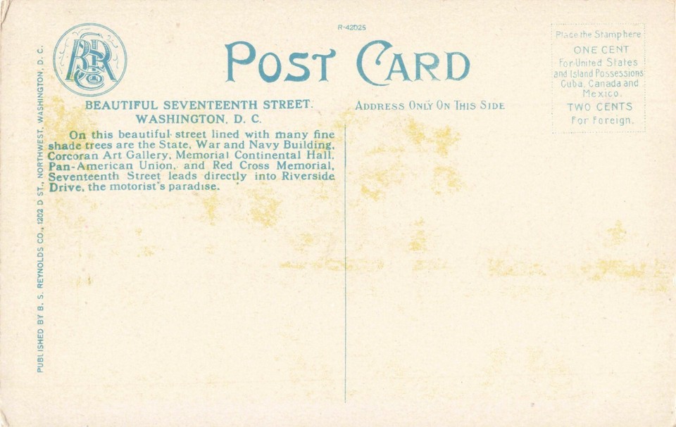 Postcard Seventeenth Street Washington DC | eBay