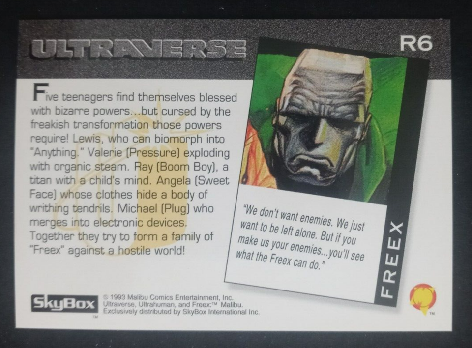 1993 Skybox Malibu Comics Ultraverse Rookie Card Freex R6 | eBay