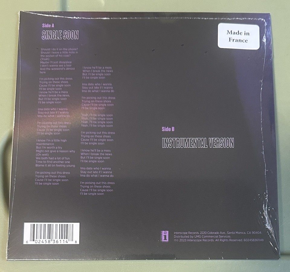 Selena Gomez Single Soon b/w Instrumental 45 7” vinyl Single new sealed ...