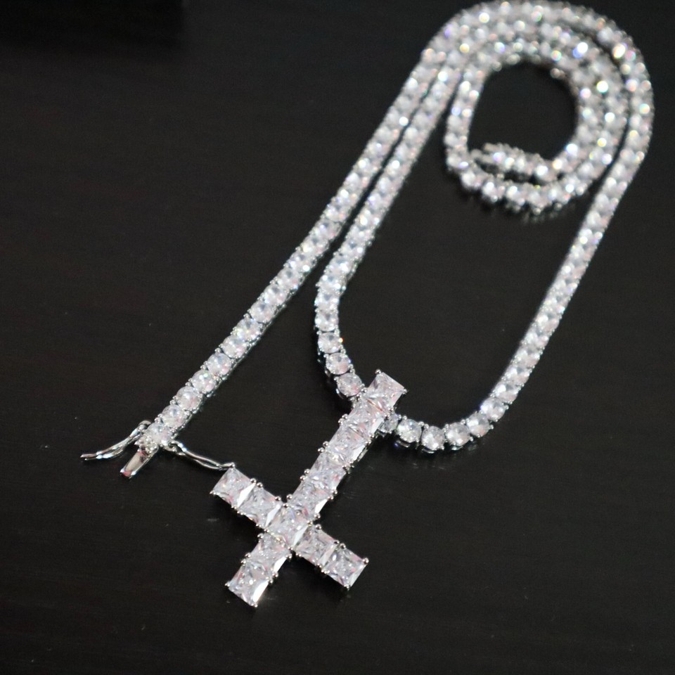 Upside Down Cross Necklace Opium Hip Hop Chain Inverted Cross Hip Hop ...