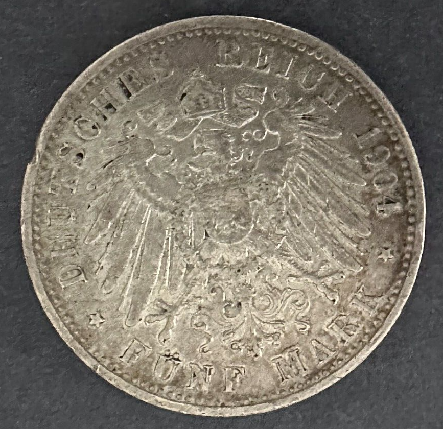 1904-D German States Baden Silver 5 Mark Coin - VF-XF small Rim Ding | eBay