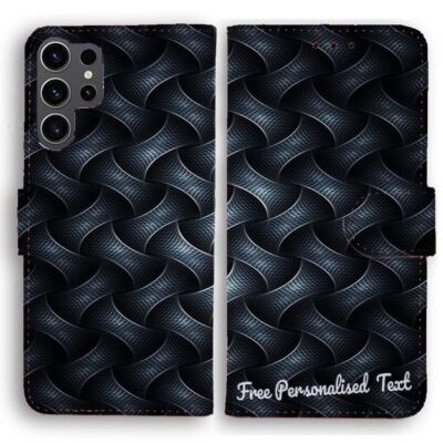 Personalised Text Phone Case For Samsung Galaxy Series Black Weave ...