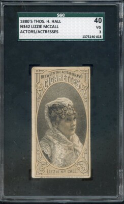 1880'S THOS H HALL N342 ACTORS ACTRESSES LIZZIE MCCALL SGC VG 40 / 3 NS ...