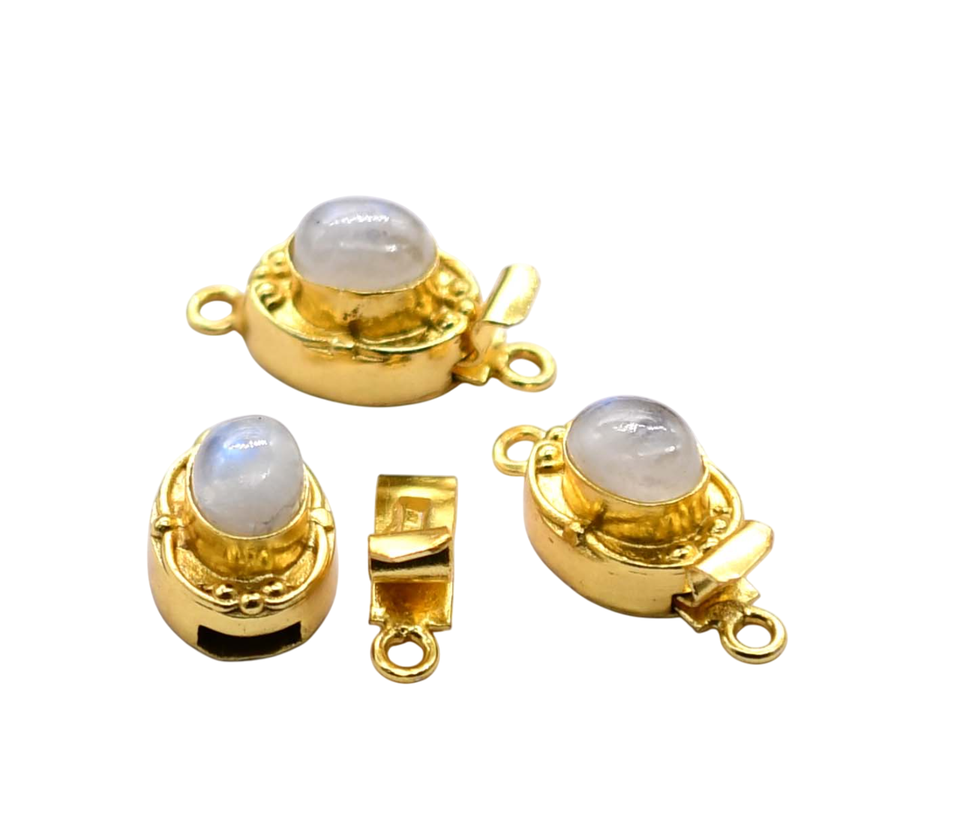 1 Pc Moonstone Oval Cut Gemstone Box Clasp 1 Strand 18k Gold Plated | eBay