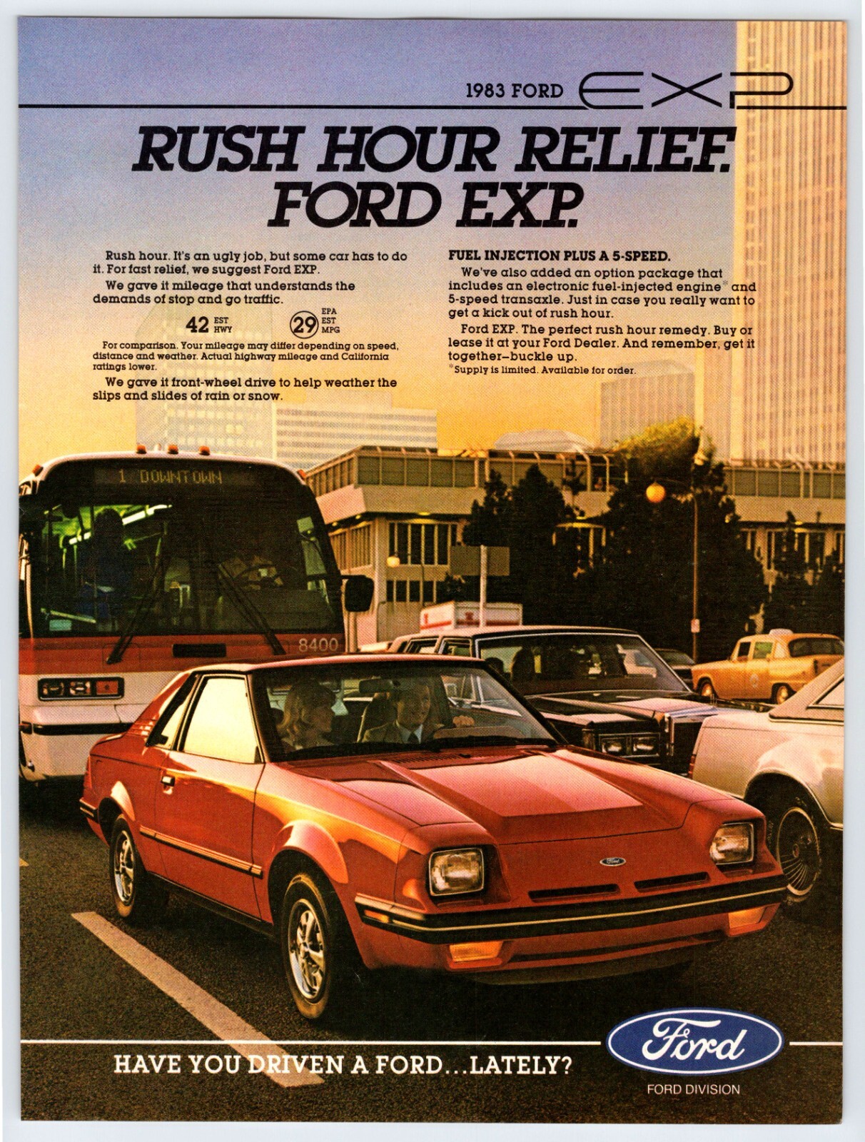 1983 FORD EXP CAR AUTOMOBILE Vintage 8"X11" Magazine Ad 1980's JNA17 | eBay