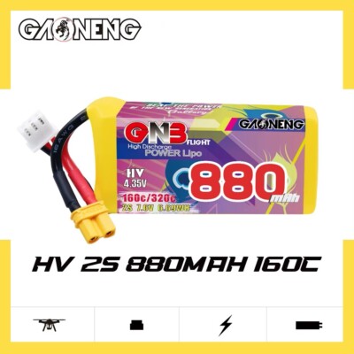 HV 7.6V 2s LiPo 880mAh 160C/320C XT30 Plug GNB RC Car Boat Drone ...